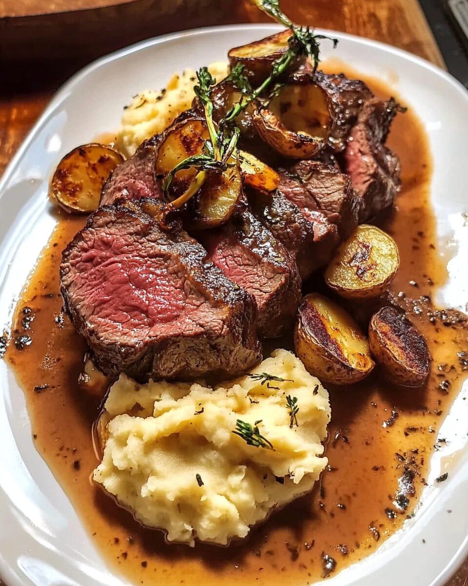 Beef Tenderloin Roast with Smashed Potatoes - Sophia Recipes