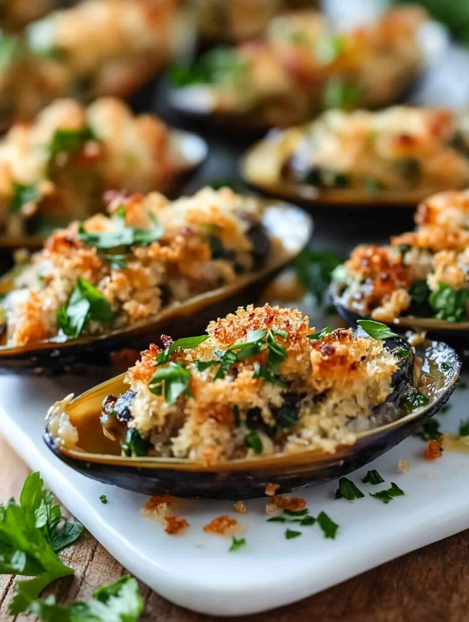 Corsican Stuffed Mussels (Moules Farcies) - Sophia Recipes
