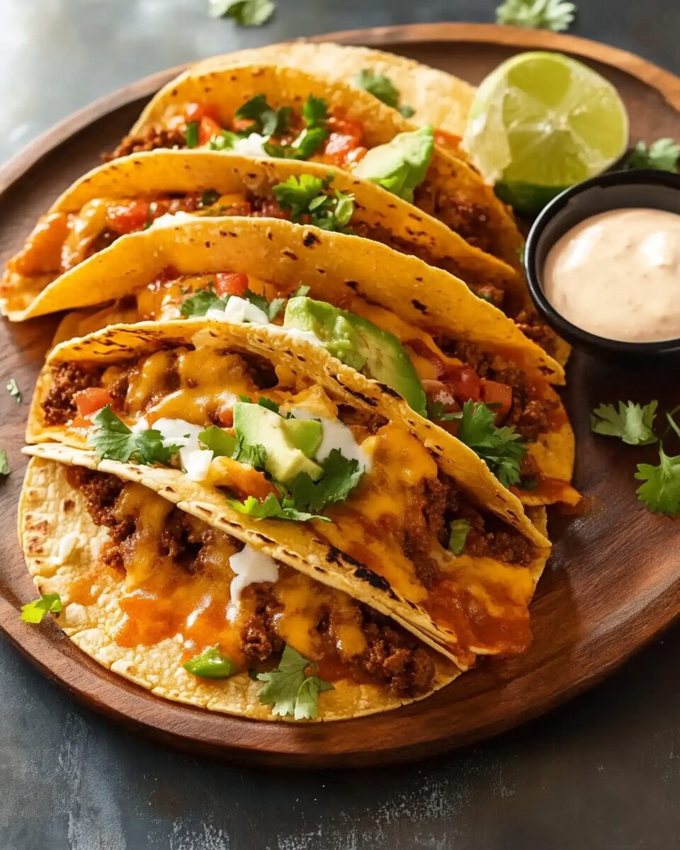 Crispy Cheesy Ground Beef Tacos - Sophia Recipes