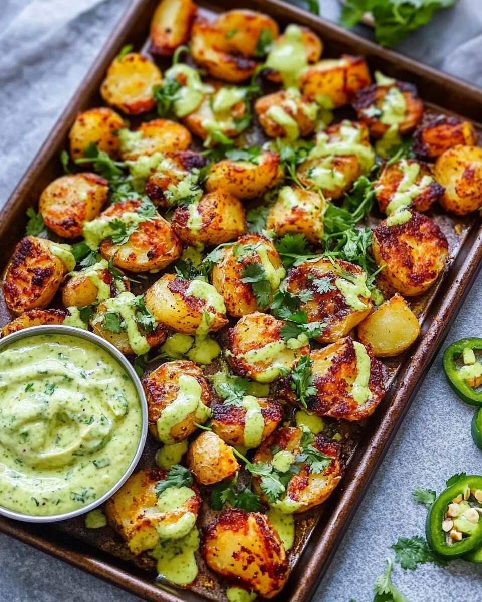 Crispy Smashed Sheet Pan Potatoes with Jalapeño Cilantro Aioli - Sophia ...