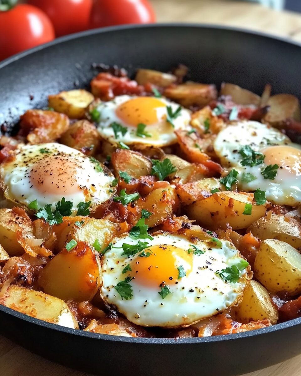 Breakfast Skillet with Roasted Potatoes and Eggs - Sophia Recipes