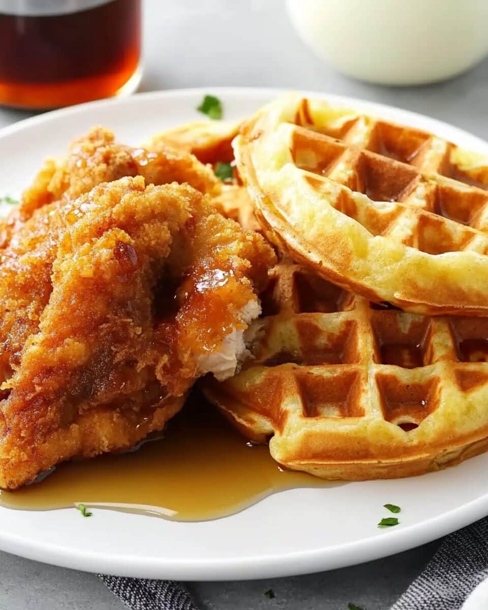 Savory Mustard Chicken and Stuffing Waffles - Sophia Recipes