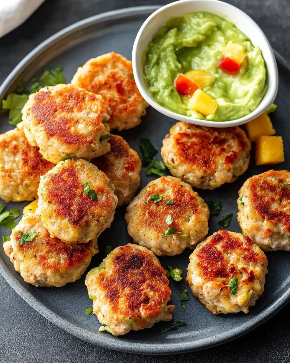 Chicken Cakes with Avocado Mango Sauce - Sophia Recipes