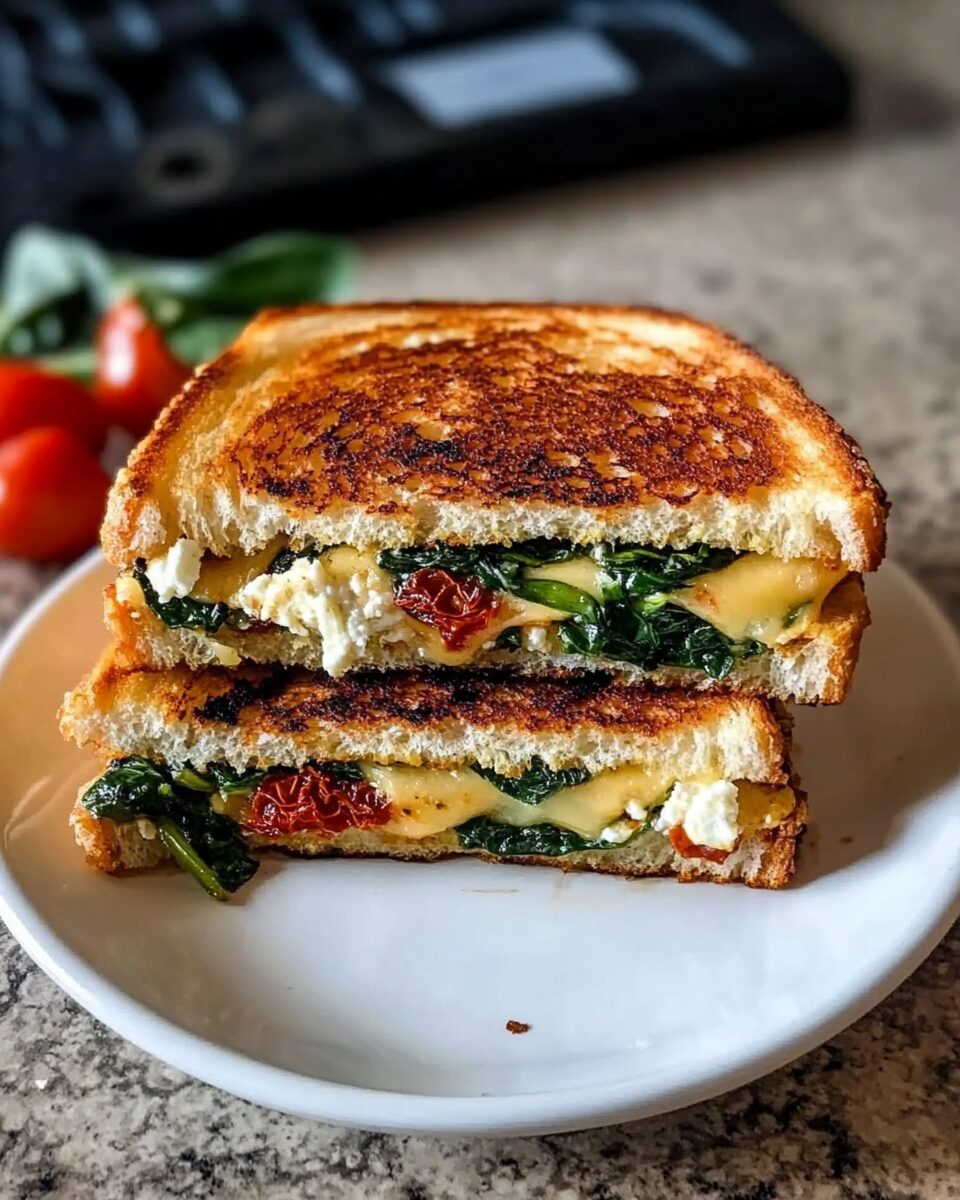 Feta Grilled Cheese Sandwich with Spinach - Sophia Recipes