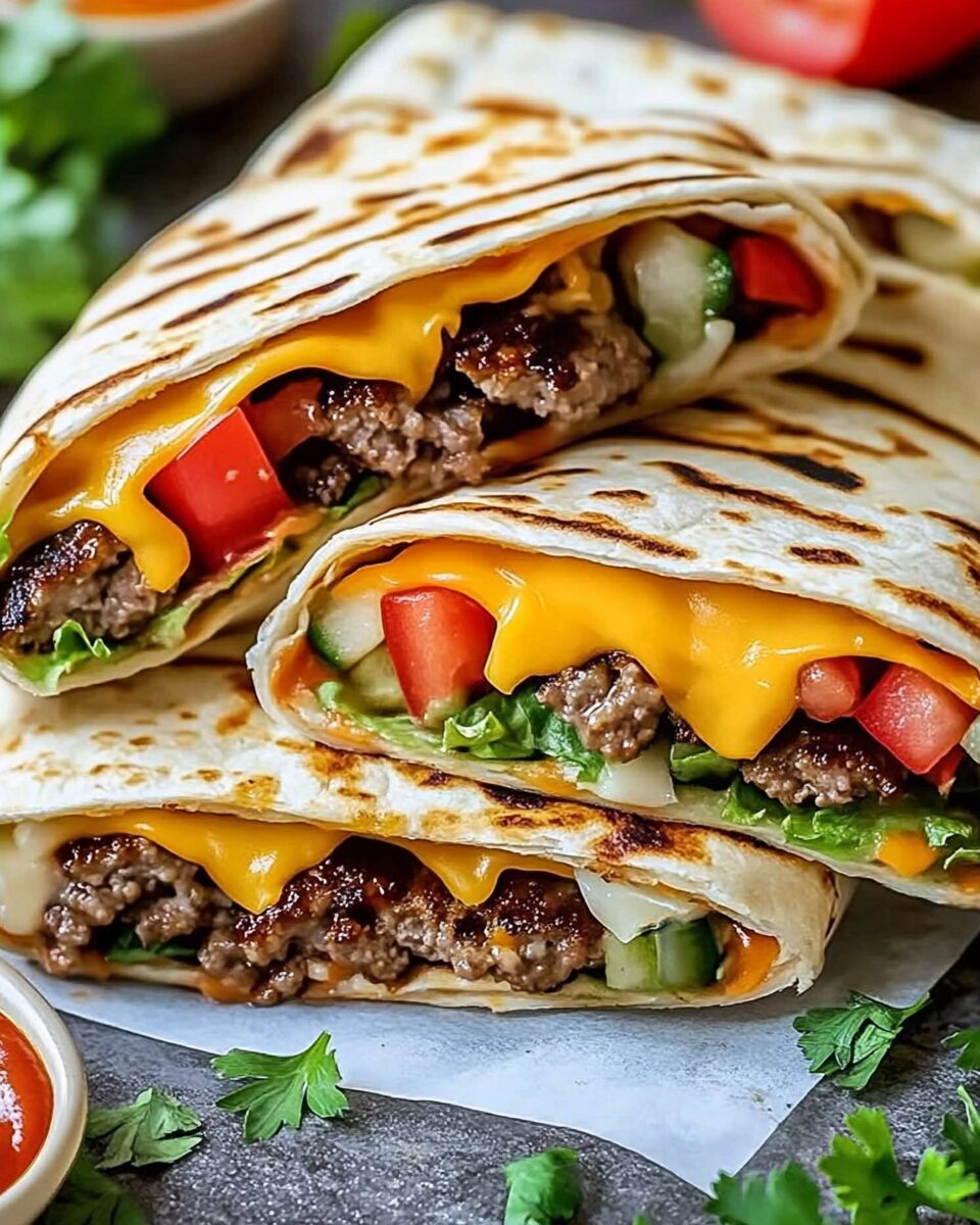 Grilled Cheeseburger Wraps - Sophia Recipes