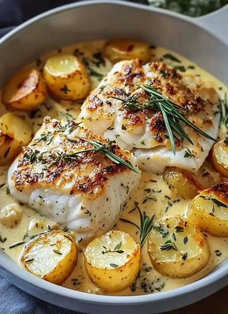 Cod and Potatoes in Rosemary Cream Sauce - Sophia Recipes