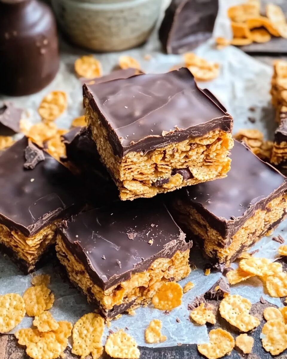 No-Bake Chocolate Peanut Butter Corn Flake Bars - Sophia Recipes