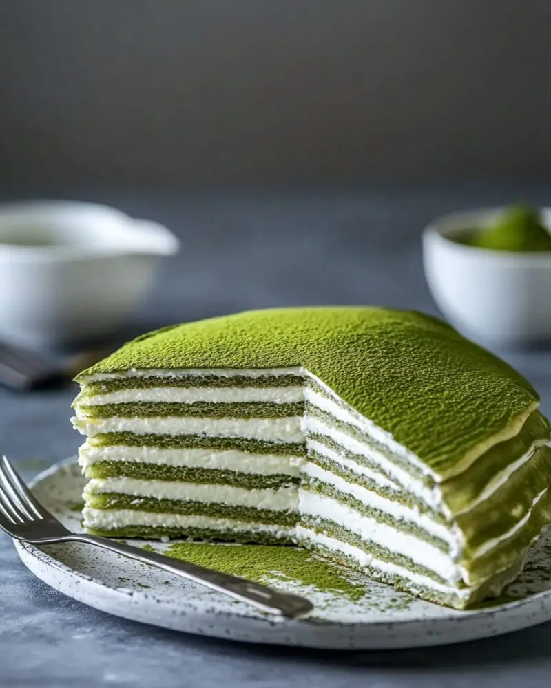 Matcha Mille Crepe Cake - Sophia Recipes
