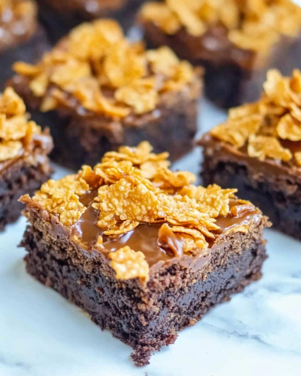 Caramel Cornflake Crunch Brownies - Sophia Recipes