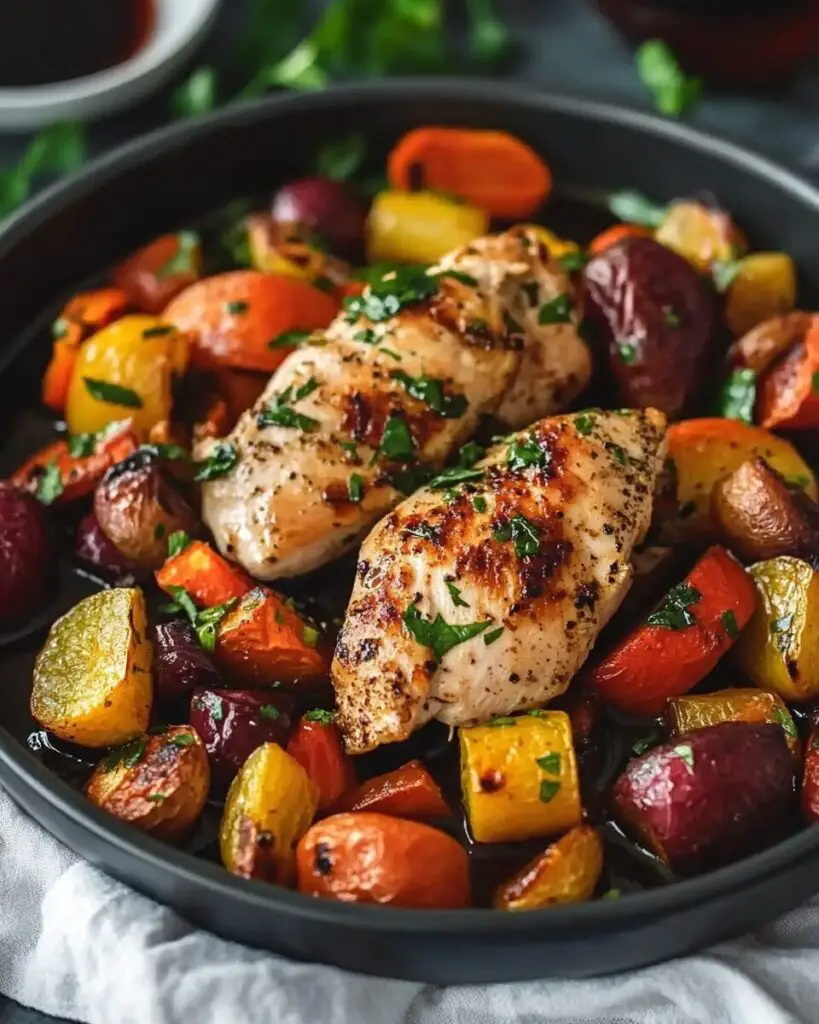 One Pan Balsamic Chicken and Veggies - Sophia Recipes