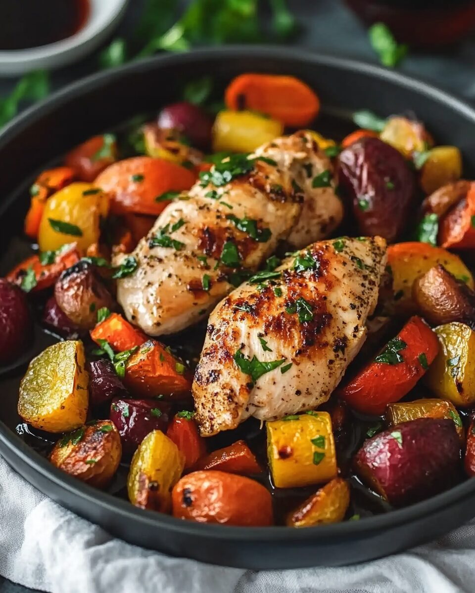 One Pan Balsamic Chicken and Veggies - Sophia Recipes