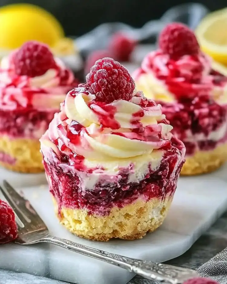 Luscious Lemon Raspberry Swirl Cheesecake Cups - Sophia Recipes