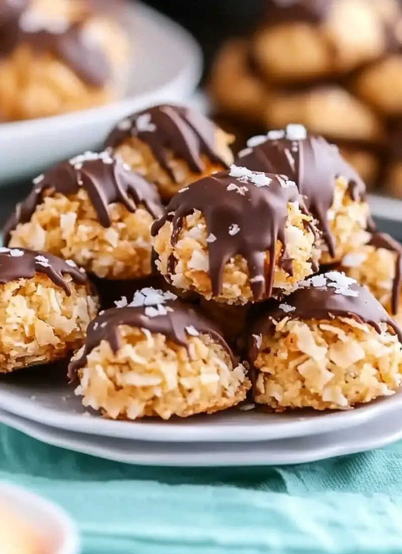No-Bake Salted Caramel Coconut Macaroons - Sophia Recipes