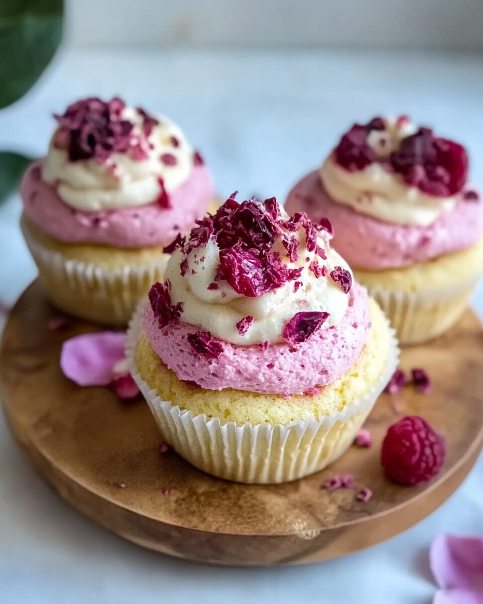 Rose Lychee Raspberry Cupcakes - Sophia Recipes