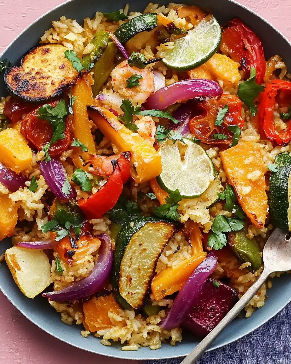 Chile-Lime Crispy Rice with Roasted Vegetables - Sophia Recipes