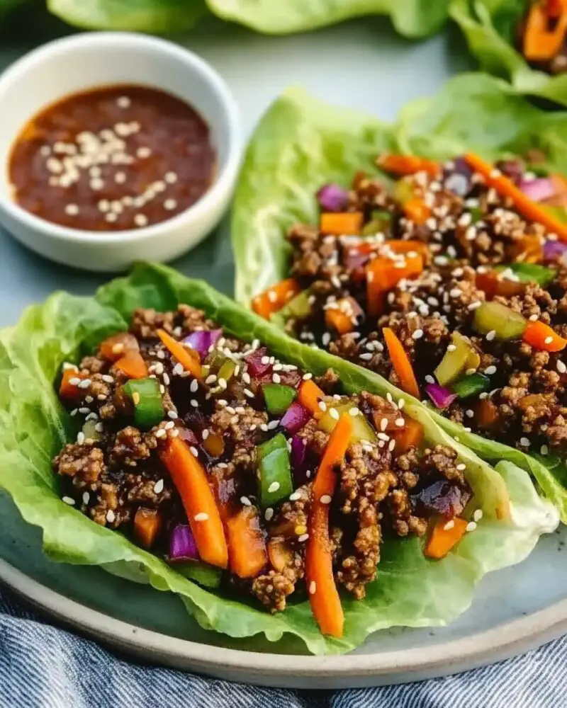 Asian-Style Ground Beef Lettuce Wraps - Sophia Recipes