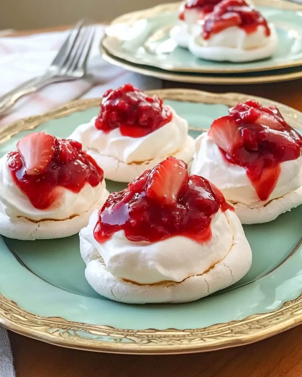 Mini Strawberry Rhubarb Pavlovas - Sophia Recipes