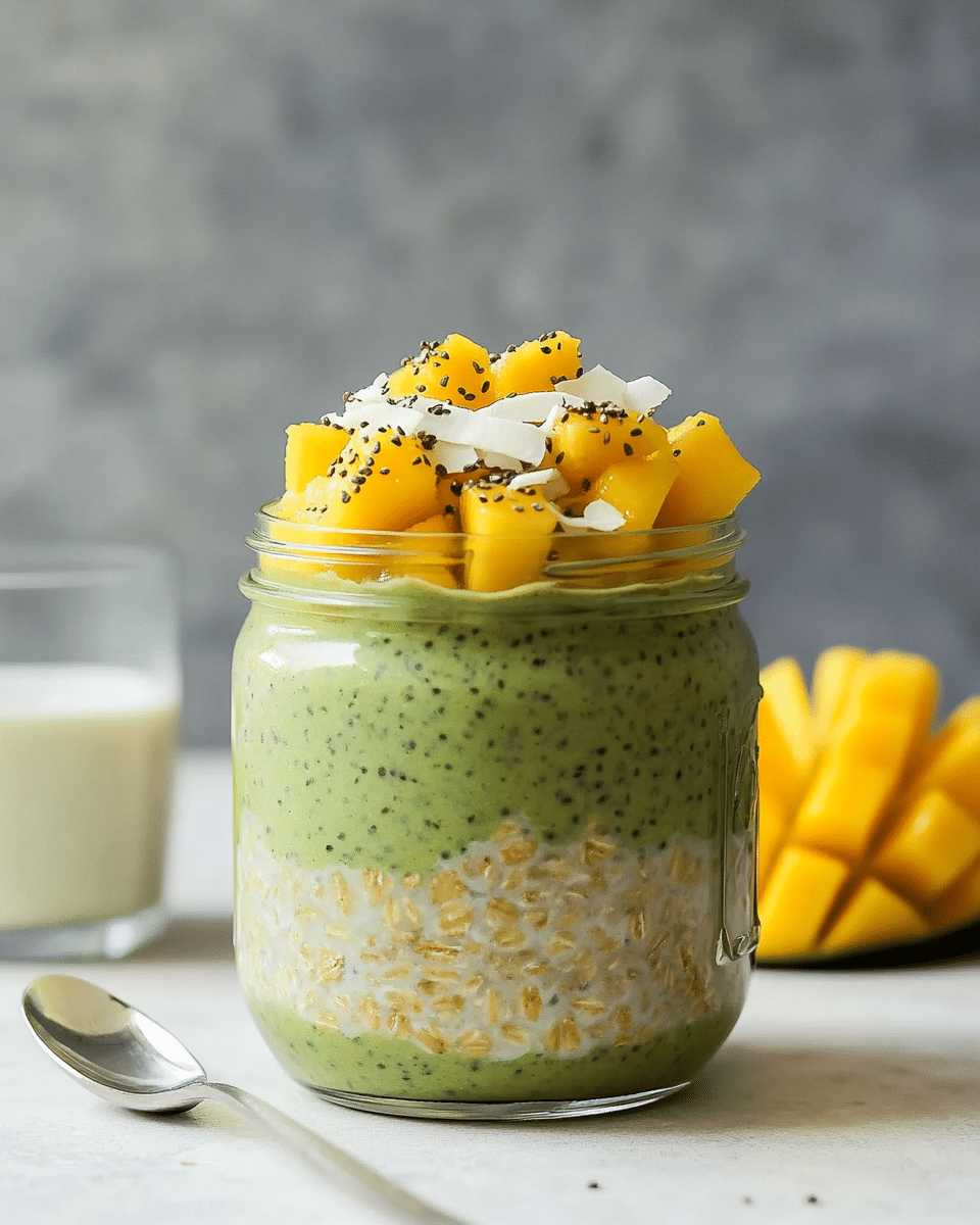 Mango Matcha Overnight Oats - Sophia Recipes