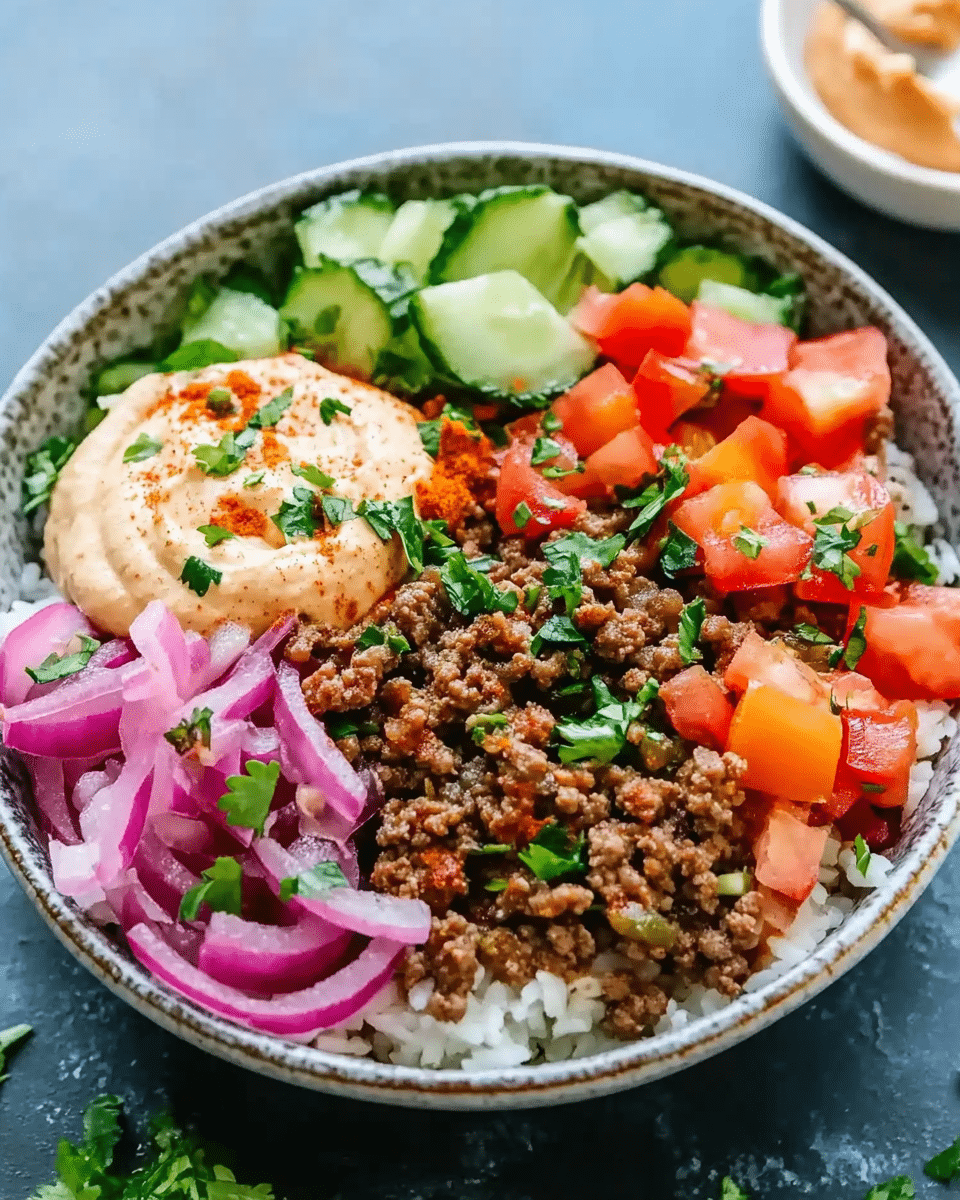 Middle Eastern Inspired Ground Beef Bowls - Sophia Recipes