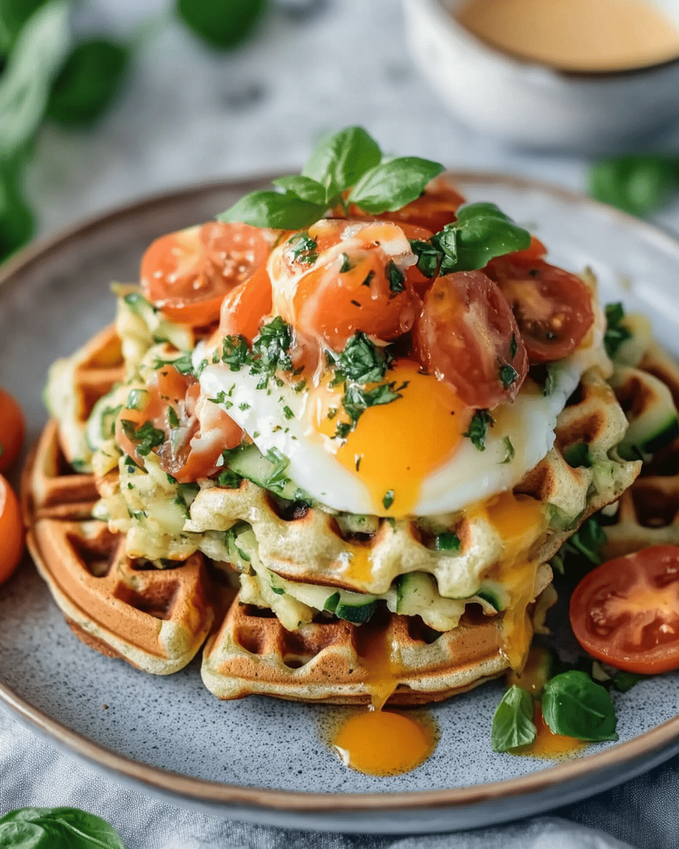 Zucchini Waffles with Summer Tomato Salad - Sophia Recipes