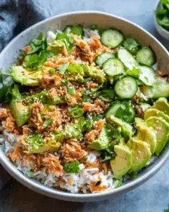 Tuna Avocado Crispy Rice Salad - Sophia Recipes