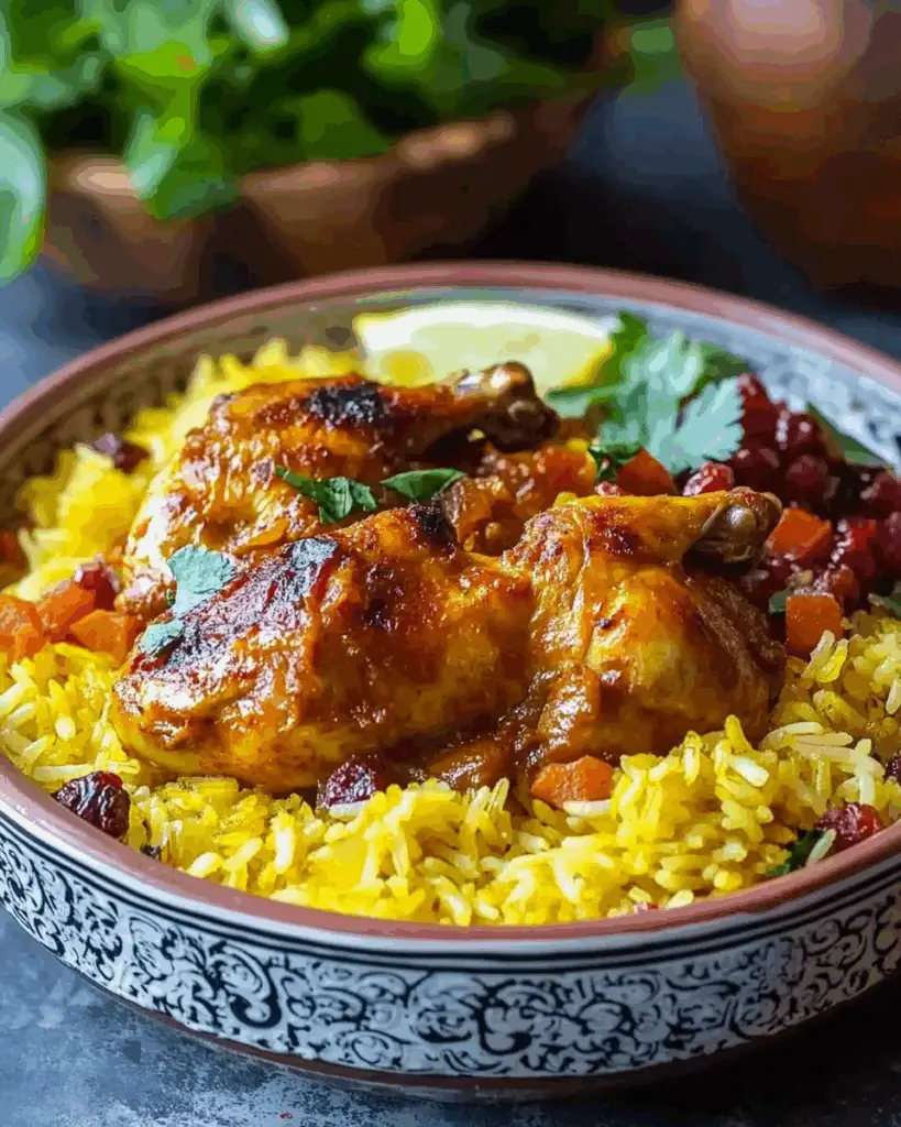 Persian Saffron Chicken with Barberry Rice - Sophia Recipes