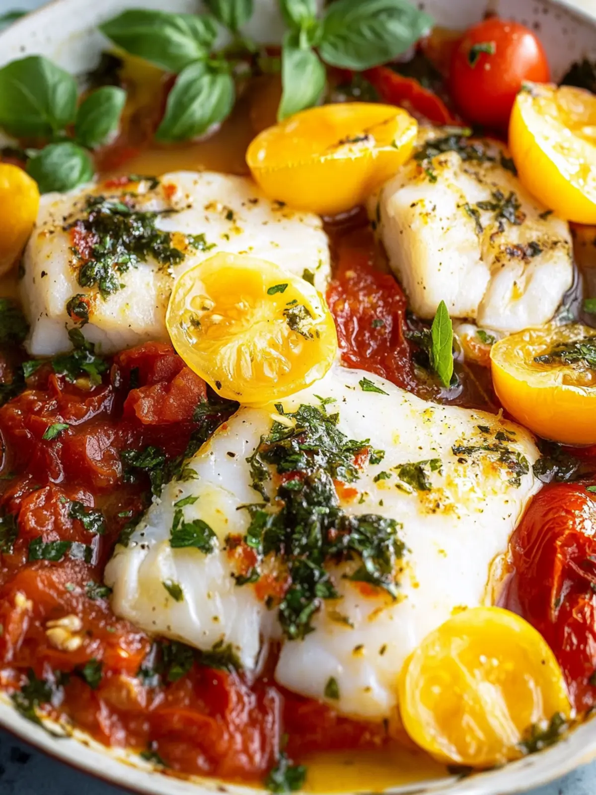 Tomato Poached Cod with Basil for a Fresh Flavor Explosion - Sophia Recipes