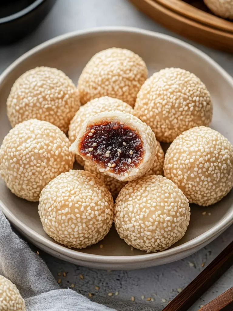 Delicious Sesame Balls with Red Bean Paste You’ll Love - Sophia Recipes